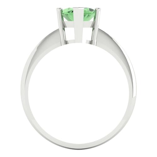 Clara Pucci 2.50 ct Marquise Cut Solitaire Green Simulated Diamond Engagement Bridal Promise Anniversary Ring 18K White Gold Size 4.5