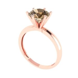 Clara Pucci 2.0ct Round Cut Solitaire Champagne Simulated Diamond 6 Prong Engagement Bridal Anniversary Ring in 18K rose Gold 3.5