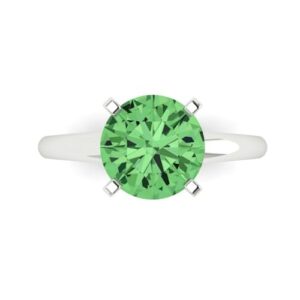 clara pucci 2.50ct round cut solitaire green simulated diamond engagement bridal promise anniversary ring in 18k white gold 10.5