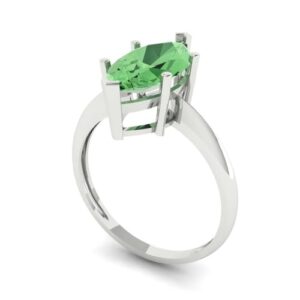 Clara Pucci 2.50 ct Marquise Cut Solitaire Green Simulated Diamond Engagement Bridal Promise Anniversary Ring 18K White Gold Size 4.5