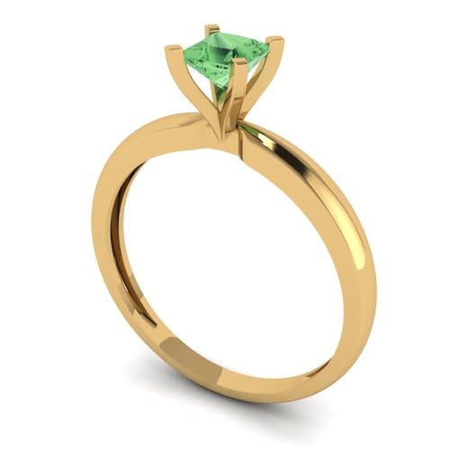 Clara Pucci 0.50 ct Princess Cut Solitaire Green Simulated Diamond Engagement Bridal Promise Anniversary Ring 18K Yellow Gold Size 10