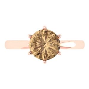 clara pucci 2.0ct round cut solitaire champagne simulated diamond 6 prong engagement bridal anniversary ring in 18k rose gold 3.5