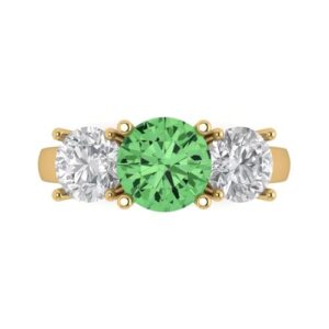 clara pucci 3.25 ct round cut 3 stone genuine green simulated diamond engagement promise anniversary bridal ring 18k yellow gold 6.5