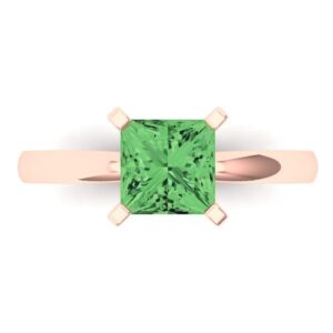 clara pucci 1.50 ct princess cut solitaire green simulated diamond engagement bridal promise anniversary ring 18k rose gold size 4.75