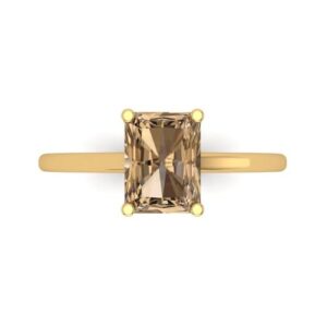 clara pucci 2.0ct emerald cut solitaire champagne simulated diamond 4 prong engagement bridal anniversary ring 18k yellow gold 7.75