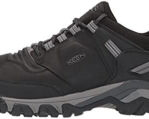 KEEN Men's Ridge Flex Low Height Waterproof Hiking Boots, Black/Magnet, 12