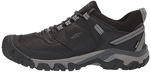 KEEN Men's Ridge Flex Low Height Waterproof Hiking Boots, Black/Magnet, 12