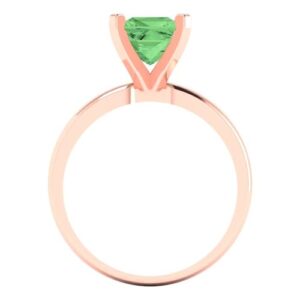 Clara Pucci 1.50 ct Princess Cut Solitaire Green Simulated Diamond Engagement Bridal Promise Anniversary Ring 18K Rose Gold Size 4.75