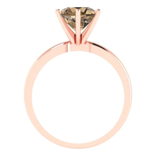 Clara Pucci 2.0ct Round Cut Solitaire Champagne Simulated Diamond 6 Prong Engagement Bridal Anniversary Ring in 18K rose Gold 3.5