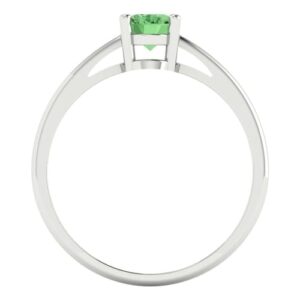 Clara Pucci 1.0 ct Oval Cut Solitaire Green Simulated Diamond Engagement Bridal Promise Anniversary Ring 18K White Gold Size 5.25