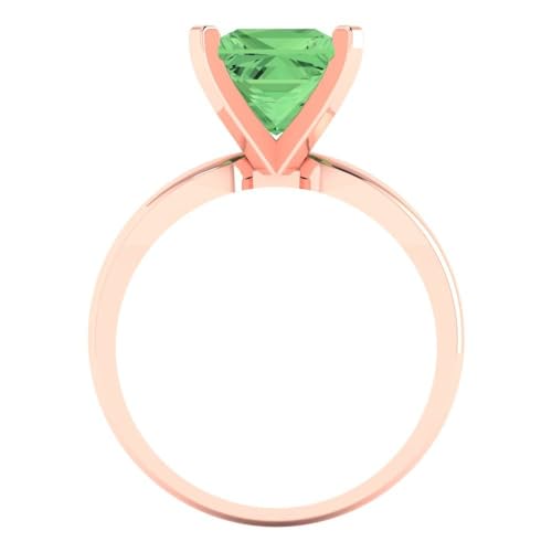 Clara Pucci 2.5 ct Princess Cut Solitaire Green Simulated Diamond Engagement Bridal Promise Anniversary Ring in 18K Rose Gold Size 11