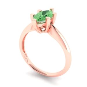 Clara Pucci 1.0 ct Marquise Cut Solitaire Green Simulated Diamond Engagement Bridal Promise Anniversary Ring 18K Rose Gold Size 9