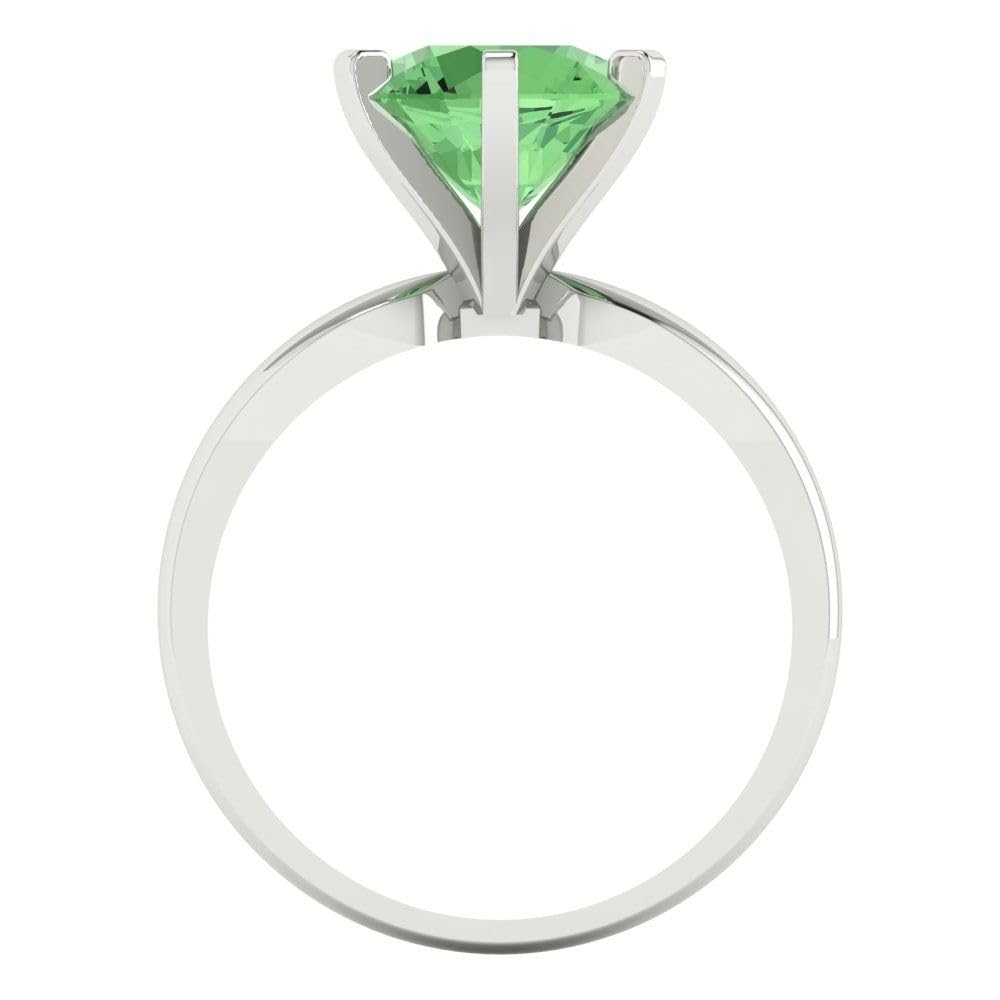 Clara Pucci 2.50ct Round Cut Solitaire Green Simulated Diamond Excellent Engagement Bridal Promise Anniversary Ring in 18K White Gold 10