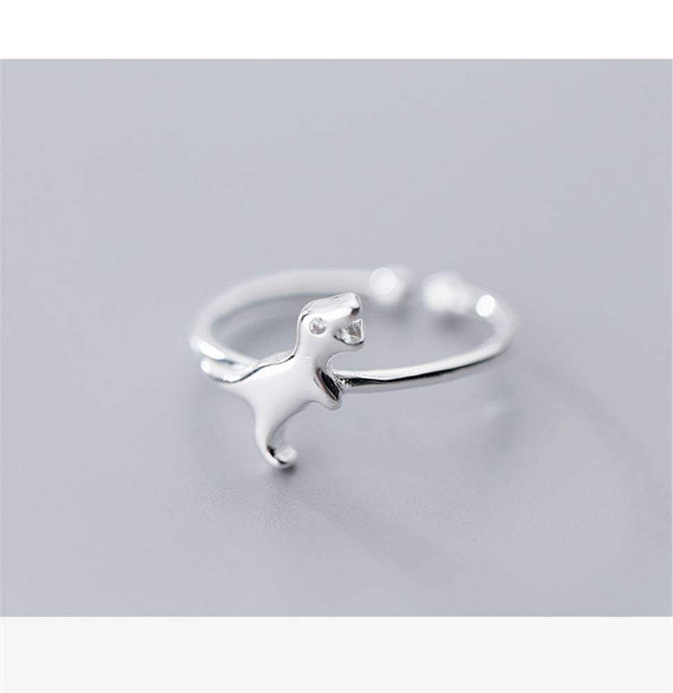 Dinosaur S925 Sterling Silver Ring for Women Girls Men Polished Dragon Animal Expandable Open Finger Rings Adjustable Fashion Unisex Jewelry Christmas Birthday Dainty BFF Gifts