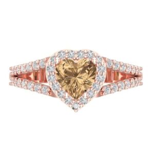 clara pucci 1.75ct heart cut solitaire genuine champagne simulated diamond engagement promise anniversary bridal ring 18k rose gold 7.5