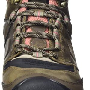 KEEN Women's Ridge Flex Mid Height Waterproof Hiking Boot, Timberwolf/Brick Dust, 7.5