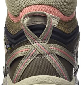 KEEN Women's Ridge Flex Mid Height Waterproof Hiking Boot, Timberwolf/Brick Dust, 7.5