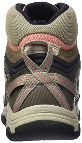 KEEN Women's Ridge Flex Mid Height Waterproof Hiking Boot, Timberwolf/Brick Dust, 7.5