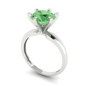 Clara Pucci 2.50ct Round Cut Solitaire Green Simulated Diamond Excellent Engagement Bridal Promise Anniversary Ring in 18K White Gold 10