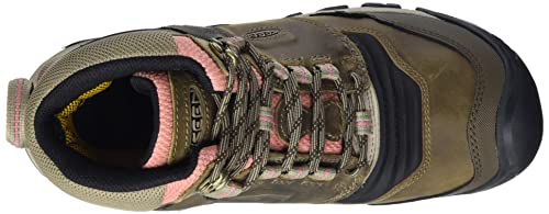 KEEN Women's Ridge Flex Mid Height Waterproof Hiking Boot, Timberwolf/Brick Dust, 7.5