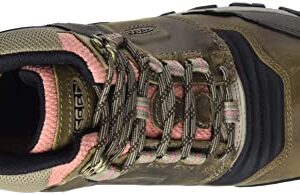 KEEN Women's-Ridge Flex Mid Height Waterproof Hiking Boots, Timberwolf/Brick Dust, 7