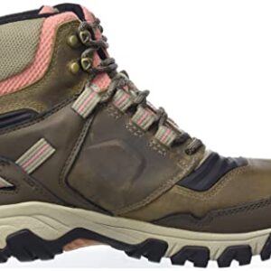 KEEN Women's Ridge Flex Mid Height Waterproof Hiking Boot, Timberwolf/Brick Dust, 7.5