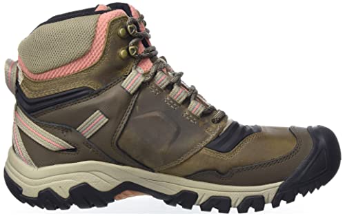 KEEN Women's Ridge Flex Mid Height Waterproof Hiking Boot, Timberwolf/Brick Dust, 7.5