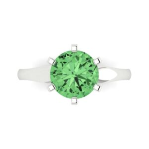 clara pucci 2.50ct round cut solitaire green simulated diamond excellent engagement bridal promise anniversary ring in 18k white gold 10