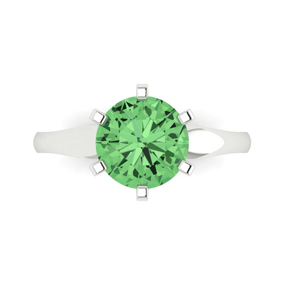 Clara Pucci 2.50ct Round Cut Solitaire Green Simulated Diamond Excellent Engagement Bridal Promise Anniversary Ring in 18K White Gold 10