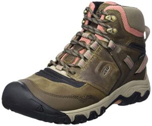 keen women's ridge flex mid height waterproof hiking boot, timberwolf/brick dust, 7.5