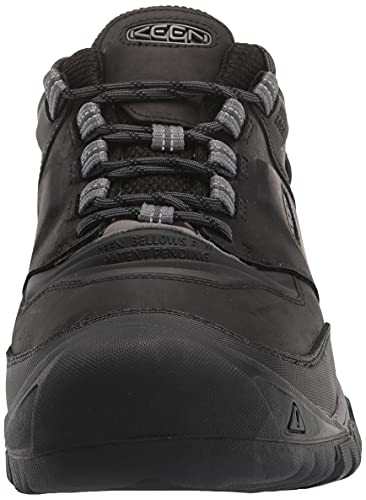 KEEN Men's Ridge Flex Low Height Waterproof Hiking Boots, Black/Magnet, 12