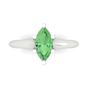 clara pucci 1.0 ct marquise cut solitaire green simulated diamond engagement bridal promise anniversary ring 18k white gold size 5