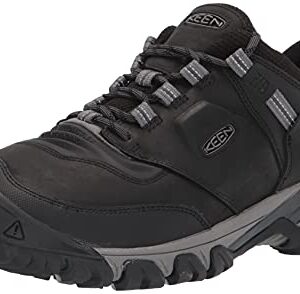 KEEN Men's Ridge Flex Low Height Waterproof Hiking Boots, Black/Magnet, 12