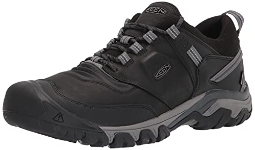 KEEN Men's Ridge Flex Low Height Waterproof Hiking Boots, Black/Magnet, 12