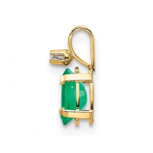 14k Diamond & Emerald Birthstone Pendant QXBE160