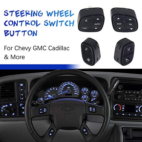 Steering Wheel Control Switch Button Compatible with 2003-2009 Chevy Silverado Suburban Tahoe Avalanche GMC Sierra Yukon Escalade Replaces# 21997738, 21997739, 1999442, 1999443