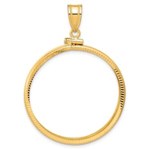 wideband distinguished coin jewelry 14k polished and diamond-cut 32.7mm x 3.00mm screw top coin bezel pendant qc2677/32.7