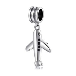 faefash airplane pendant 925 sterling silver dangling aircraft charm travel plane charm compatible for women pandora style bracelet