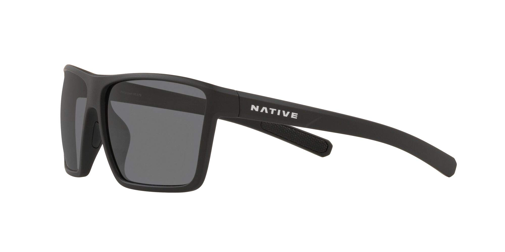 Native Eyewear Men's XD923 Wells XL Rectangular Sunglasses, Matte Black/Grey Polarized, 64 mm