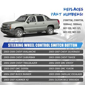 Steering Wheel Control Switch Button Compatible with 2003-2009 Chevy Silverado Suburban Tahoe Avalanche GMC Sierra Yukon Escalade Replaces# 21997738, 21997739, 1999442, 1999443