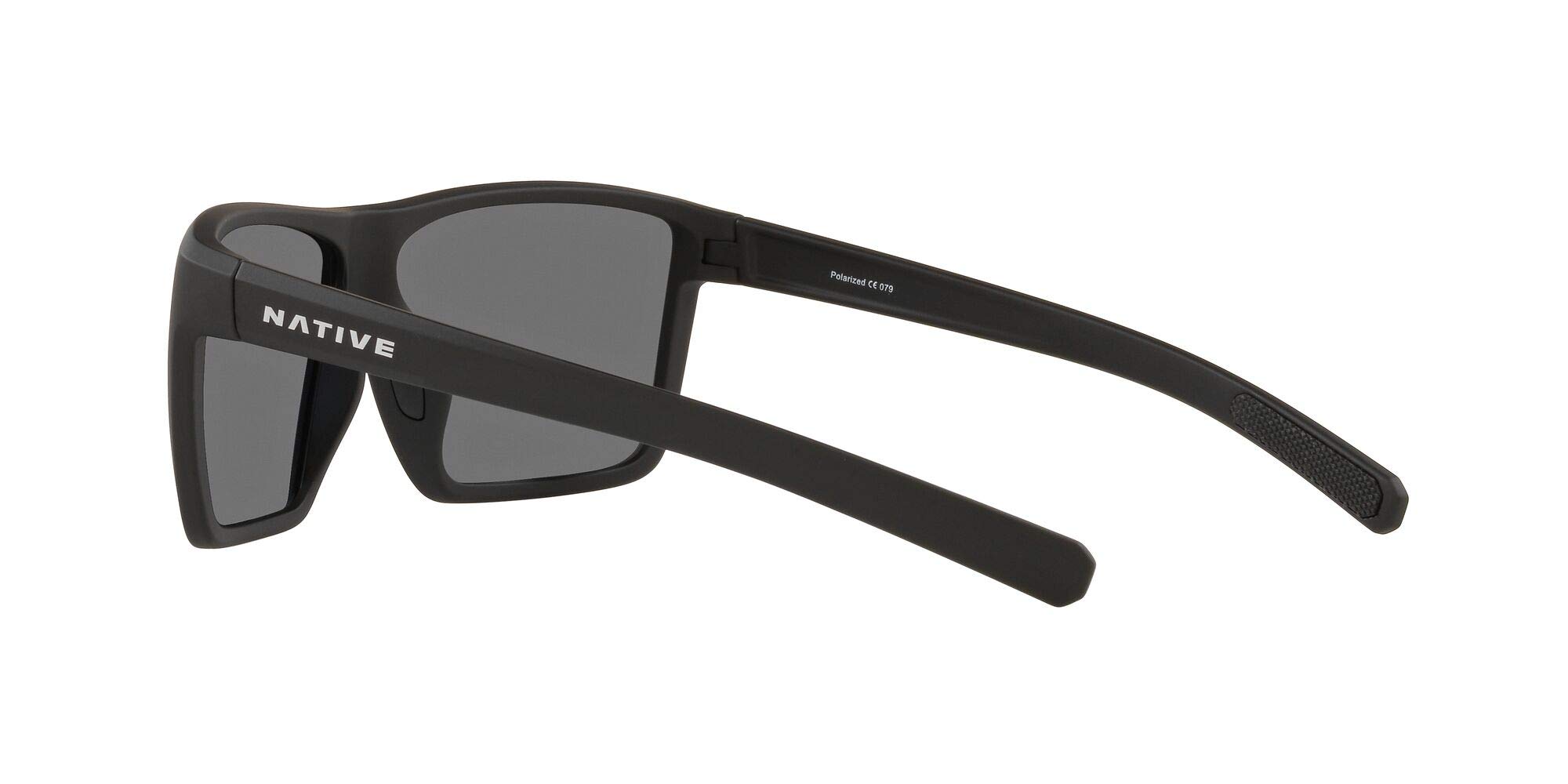 Native Eyewear Men's XD923 Wells XL Rectangular Sunglasses, Matte Black/Grey Polarized, 64 mm