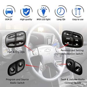 Steering Wheel Control Switch Button Compatible with 2003-2009 Chevy Silverado Suburban Tahoe Avalanche GMC Sierra Yukon Escalade Replaces# 21997738, 21997739, 1999442, 1999443