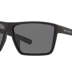 Native Eyewear Men's XD923 Wells XL Rectangular Sunglasses, Matte Black/Grey Polarized, 64 mm