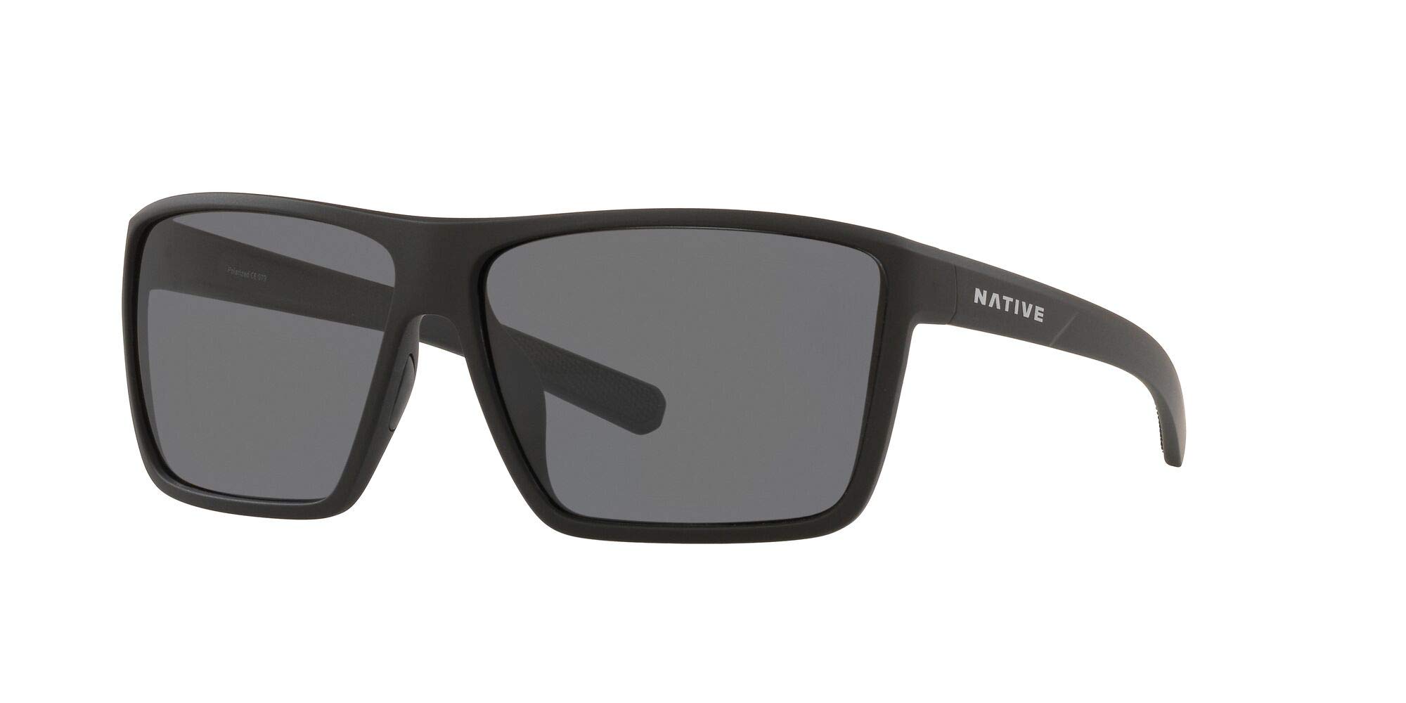 Native Eyewear Men's XD923 Wells XL Rectangular Sunglasses, Matte Black/Grey Polarized, 64 mm