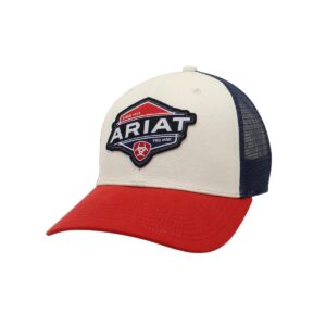 ariat men's red white and blue logo snapback hat