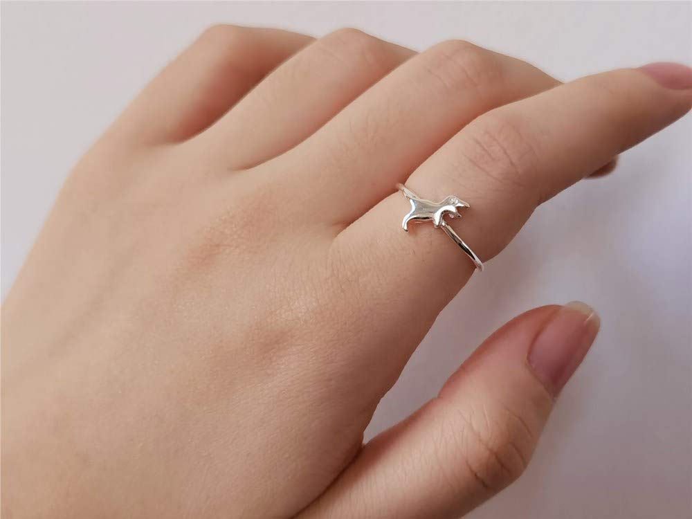 Dinosaur S925 Sterling Silver Ring for Women Girls Men Polished Dragon Animal Expandable Open Finger Rings Adjustable Fashion Unisex Jewelry Christmas Birthday Dainty BFF Gifts