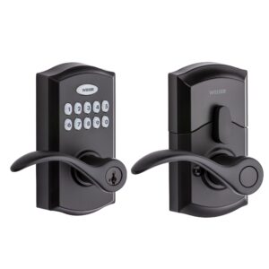 smartcode electronic commercial deadbolt - matte black, keyless entry + keypad with lever