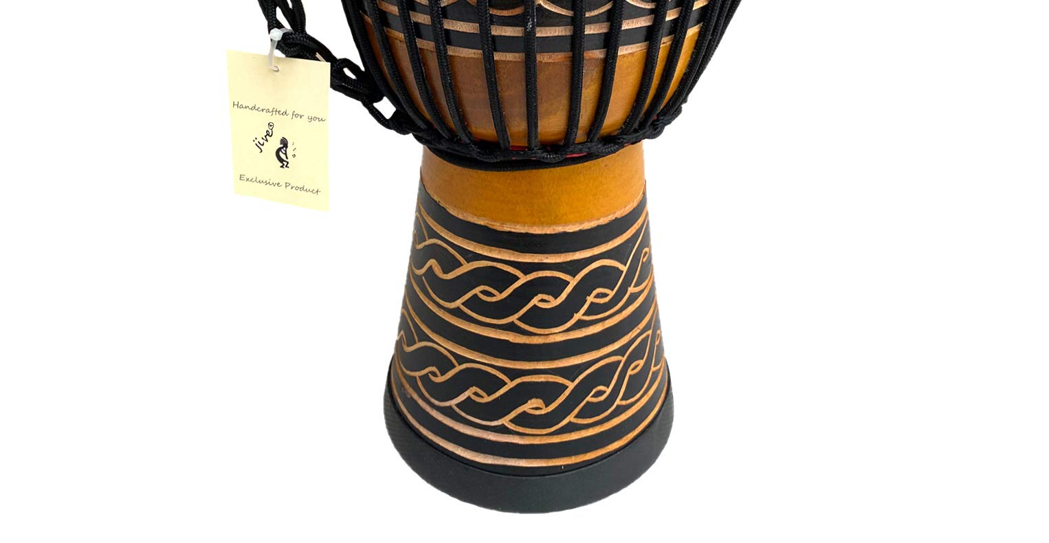 JIVE BRAND Djembe Drum Bongo Congo African Mahogany Wood Drum With Heavy Base Goat Skin Drum Head Hand Carved Professional Quality - 16" High - NOT MADE IN CHINA