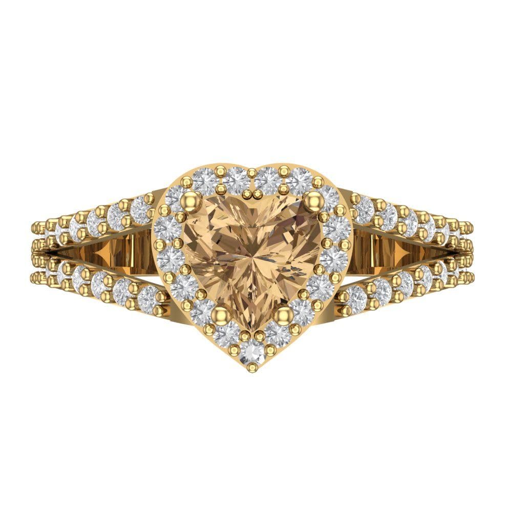 Clara Pucci 1.75ct Heart Cut Solitaire Genuine Champagne Simulated Diamond Engagement Promise Anniversary Bridal Ring 18K Yellow Gold 5