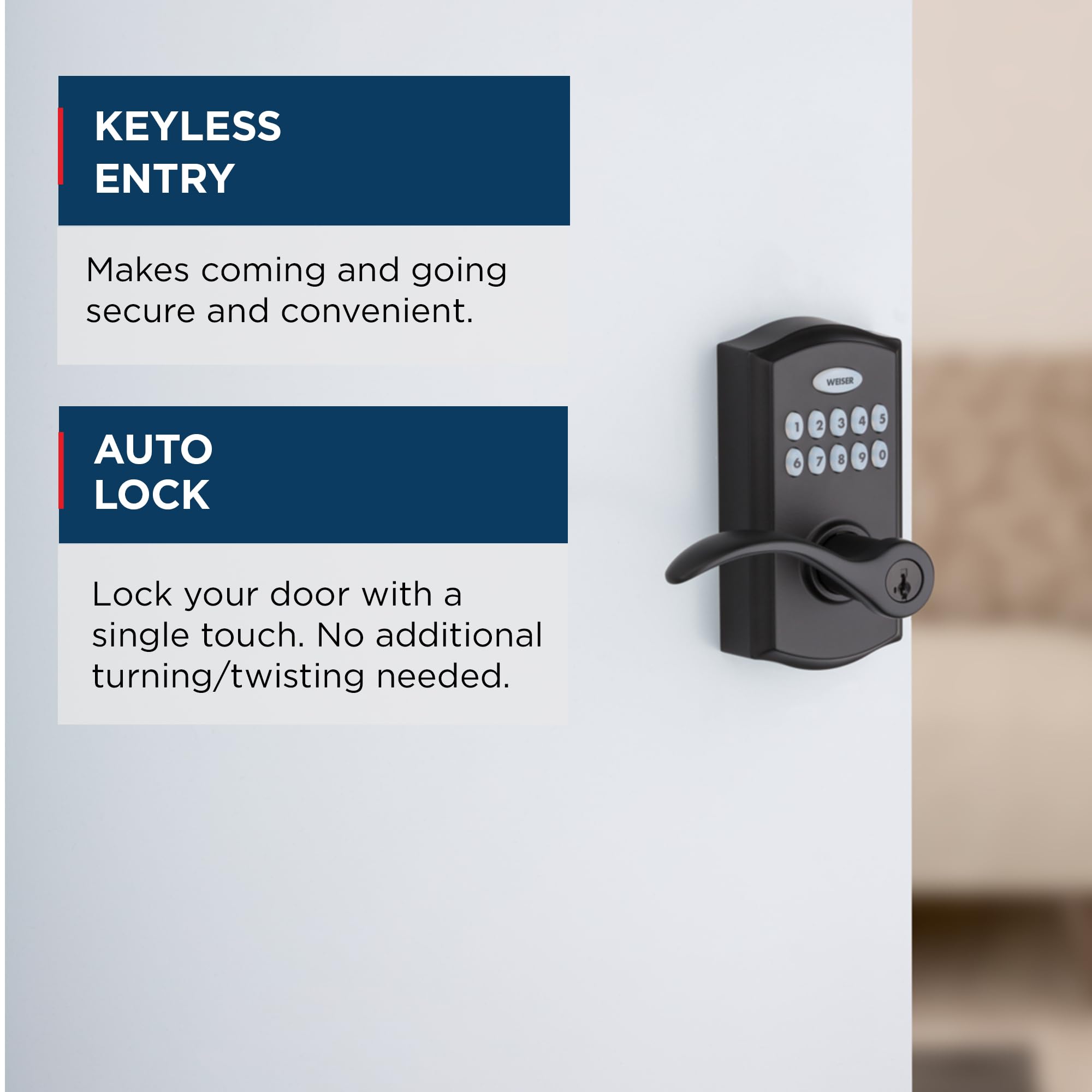 Smartcode Electronic Commercial Deadbolt - Matte Black, Keyless Entry + Keypad with Lever